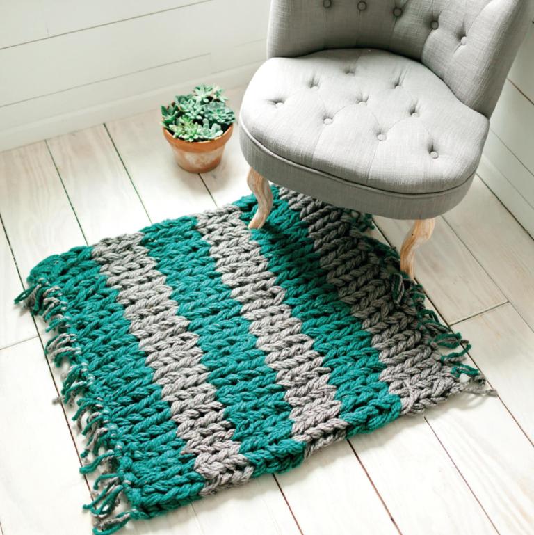 Arm Knit Striped Rug | Knitting Patterns | Let's Knit Magazine