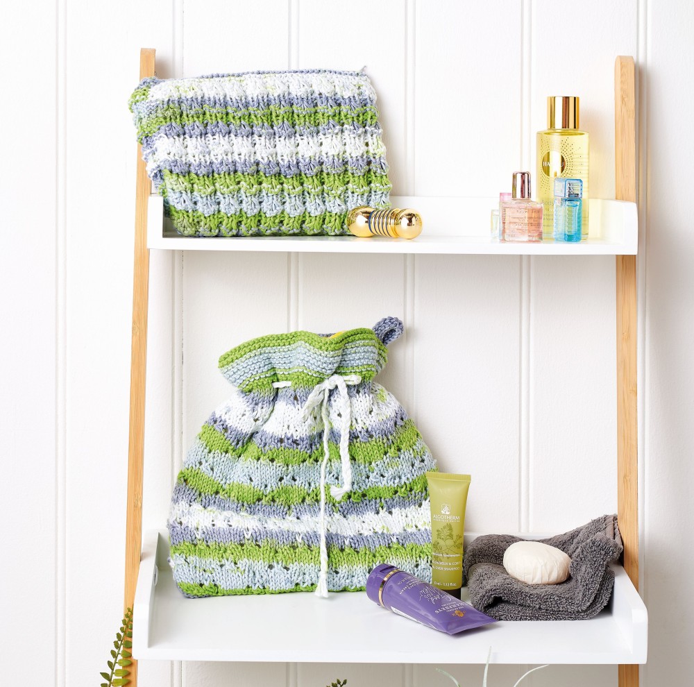 Wash Bag and Make Up Bag | Knitting Patterns | Let's Knit Magazine