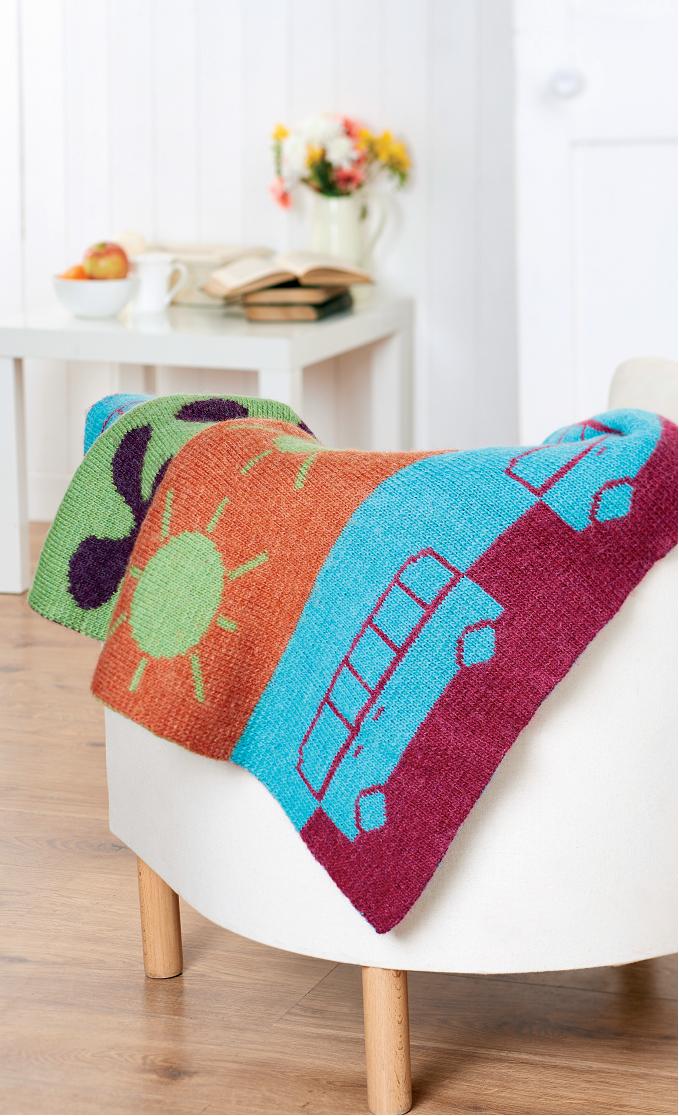 Camper-themed Blanket | Knitting Patterns | Let's Knit Magazine