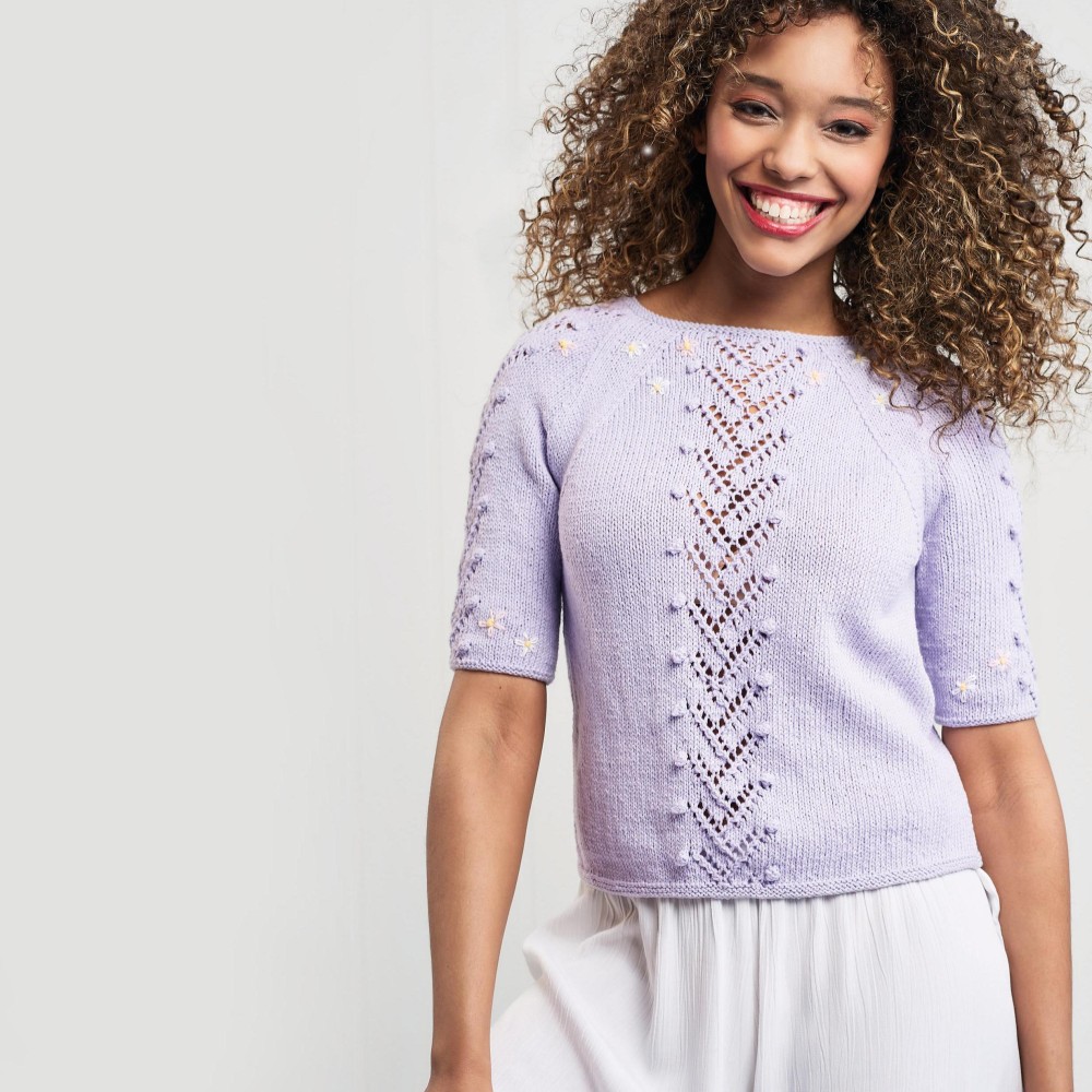 Bobble and Lace Top | Knitting Patterns | Let's Knit Magazine