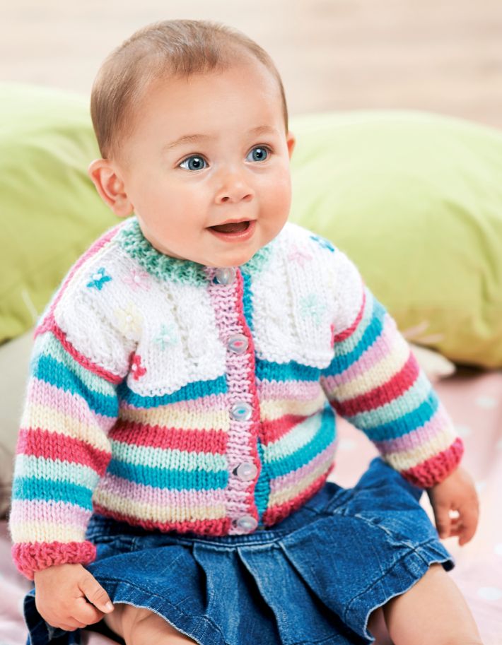 Baby Knitting Pattern: Cable and Embroidered Baby Cardigan | Knitting ...