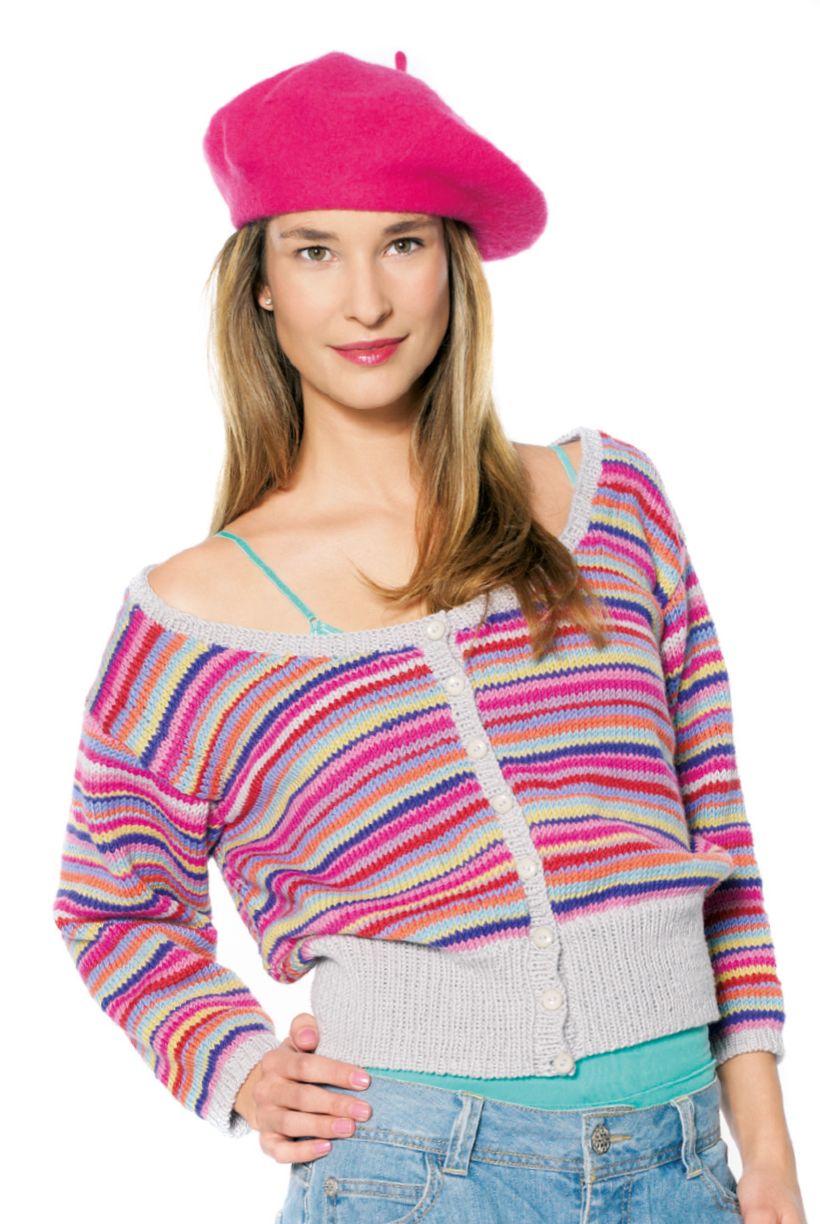 Stash buster striped cardigan | Knitting Patterns | Let's Knit Magazine