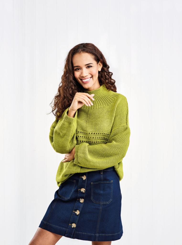 Easy Jumper With Eyelets | Knitting Patterns | Let's Knit Magazine