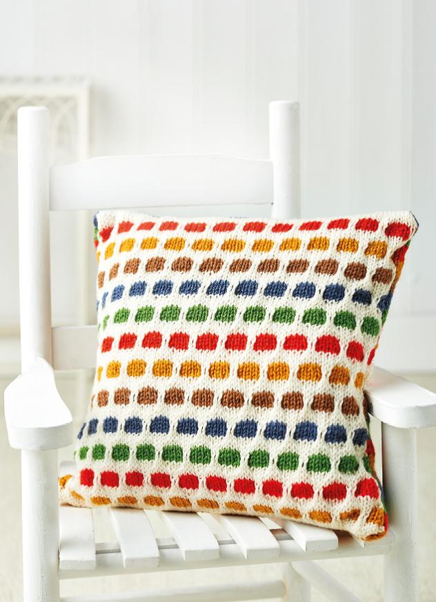Easy Spotty Cushion | Knitting Patterns | Let's Knit Magazine