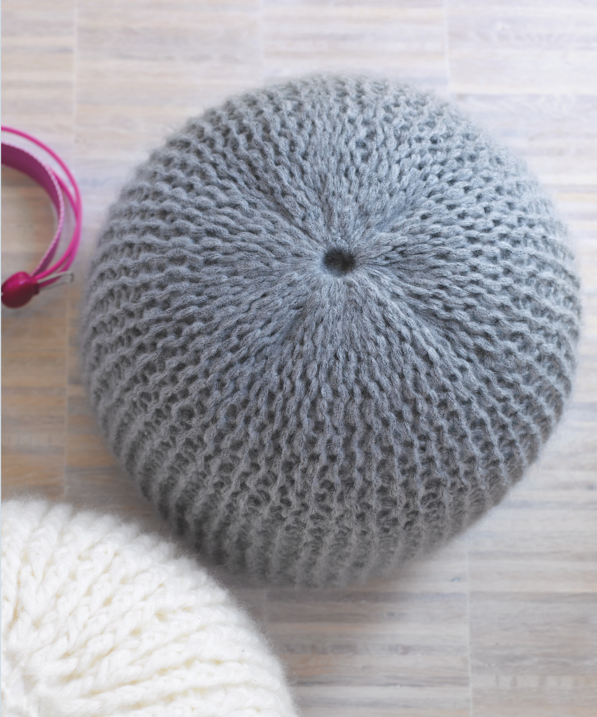 Garter Stitch Pouffe | Knitting Patterns | Let's Knit Magazine
