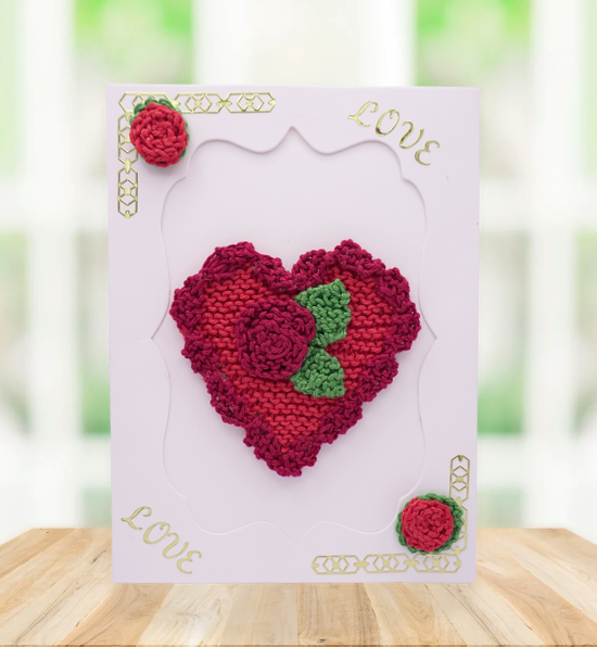 Heart and Roses Valentine’s Greeting Card Knitting Pattern | Knitting ...