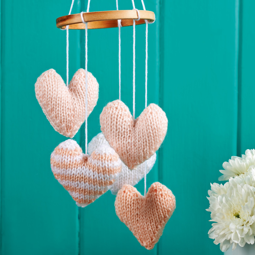 Quick Heart Baby Mobile Knitting Pattern | Knitting Patterns | Let's ...