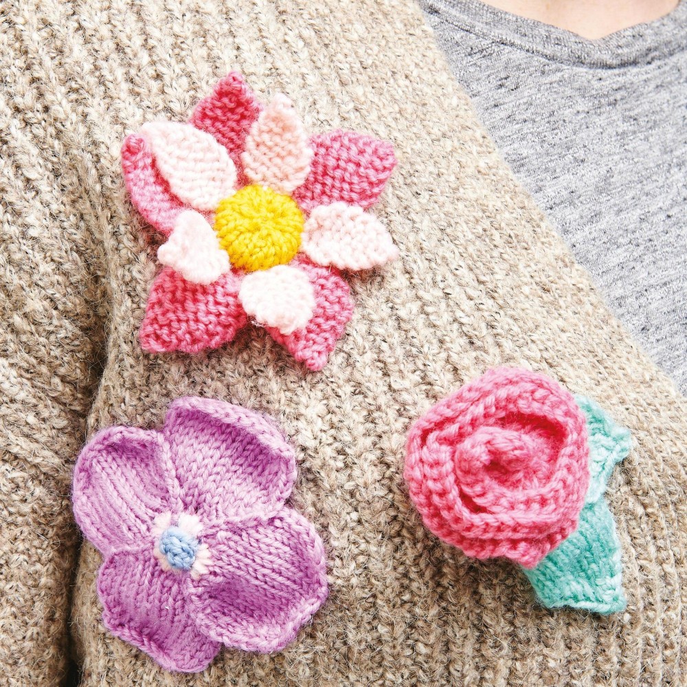 Knitted Flower Patches | Knitting Patterns | Let's Knit Magazine