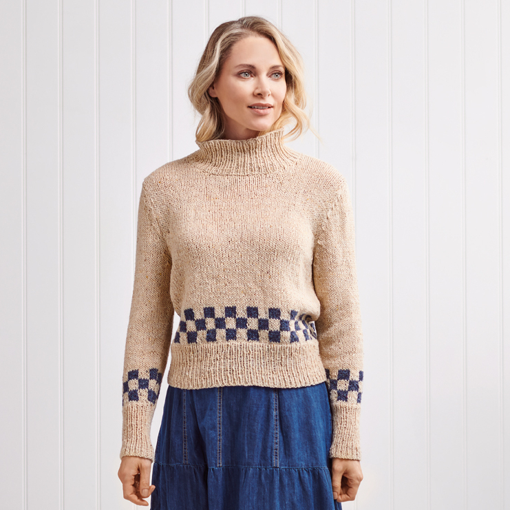 Check Detail Jumper | Knitting Patterns | Let's Knit Magazine