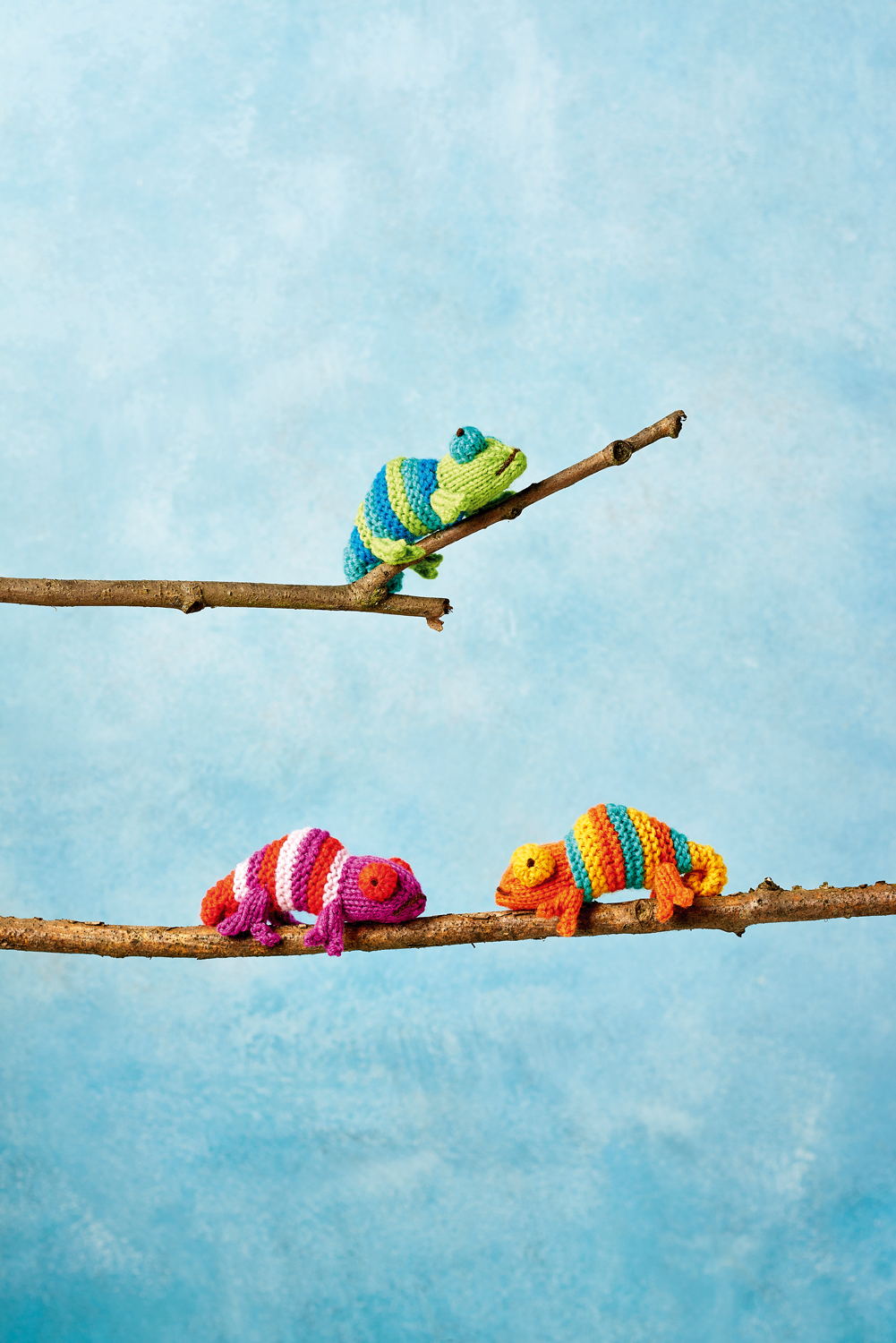 Mini Chameleons | Knitting Patterns | Let's Knit Magazine