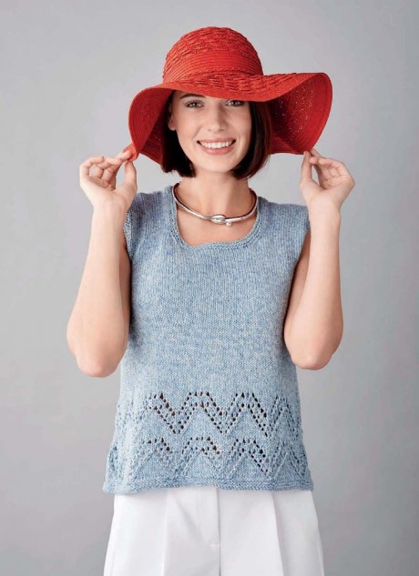 Denim Vest Top | Knitting Patterns | Let's Knit Magazine