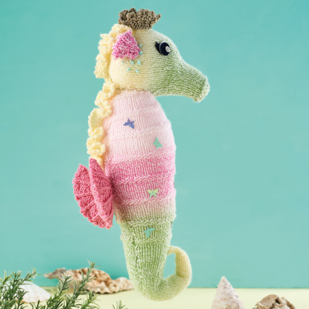 Knitted Rainbow Seahorse Soft Toy Pattern | Knitting Patterns | Let's ...