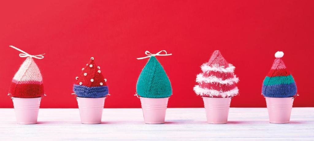 Mini Christmas Trees | Knitting Patterns | Let's Knit Magazine