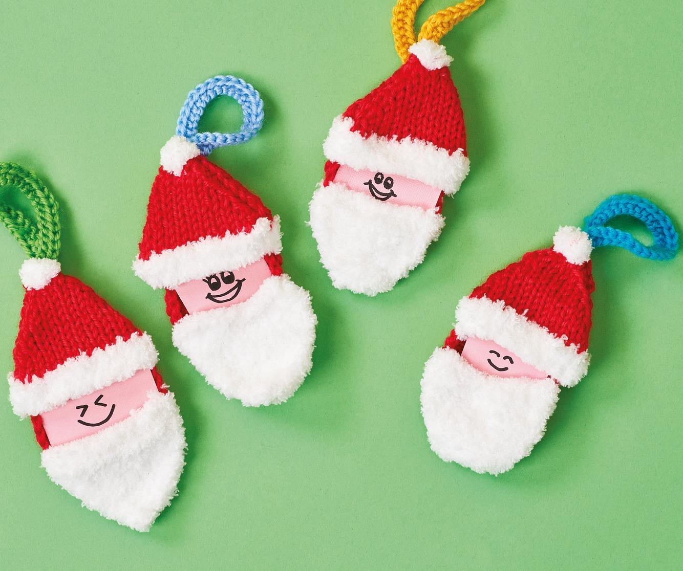 Santa Tree Decorations | Knitting Patterns | Let's Knit Magazine