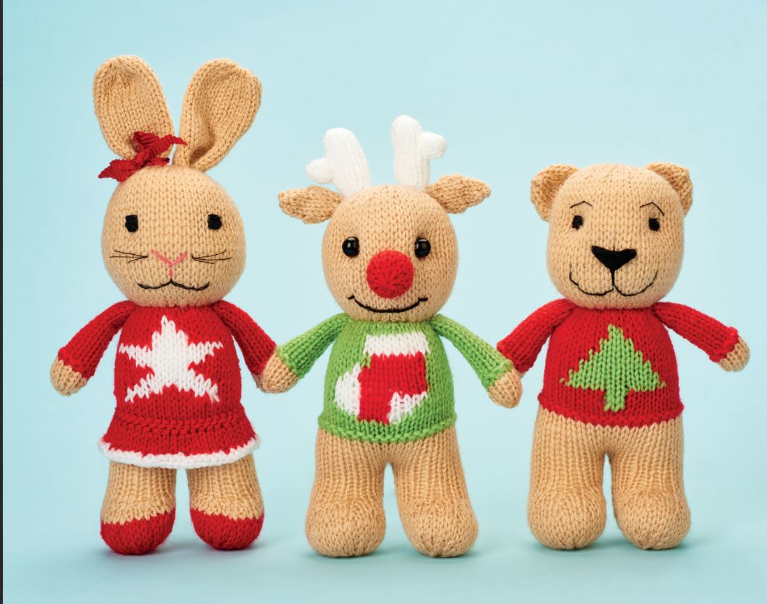 Toys in Christmas Jumpers | Knitting Patterns | Let's Knit Magazine