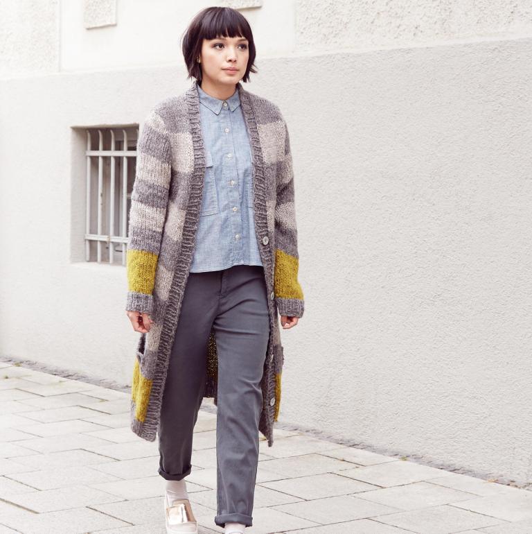 Striped Knitted Coatigan | Knitting Patterns | Let's Knit Magazine