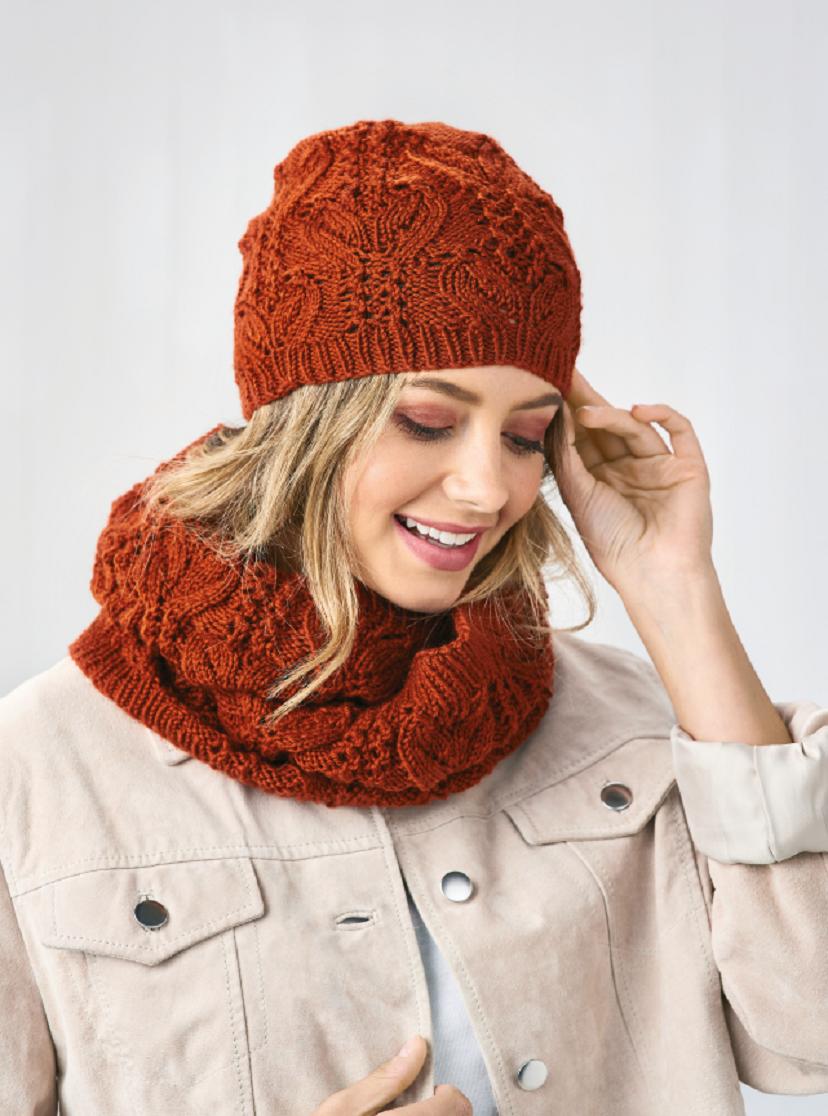 Vine Stitch Lace Hat And Cowl | Knitting Patterns | Let's Knit Magazine