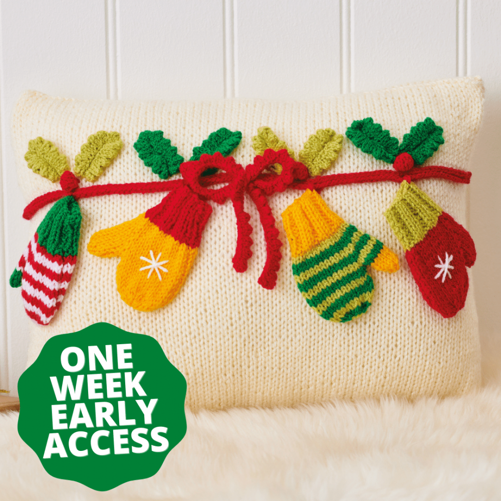 Early Access Pattern: Mittens Cushion | Knitting Patterns | Let's Knit ...