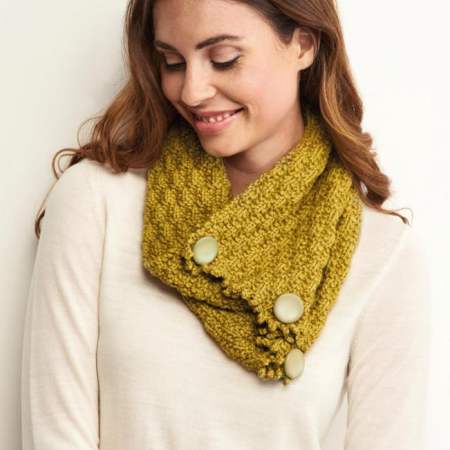 Button Cowl | Knitting Patterns | Let's Knit Magazine