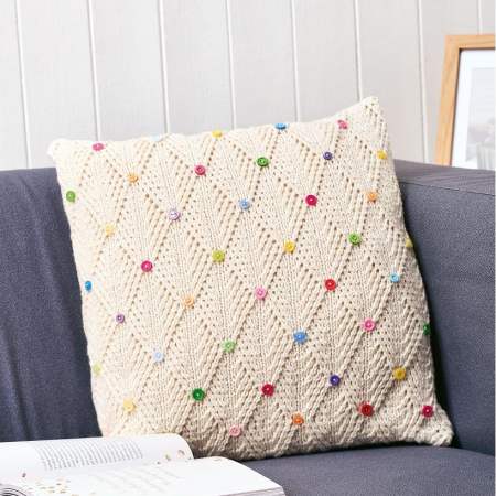 Button cushion | Knitting Patterns | Let's Knit Magazine