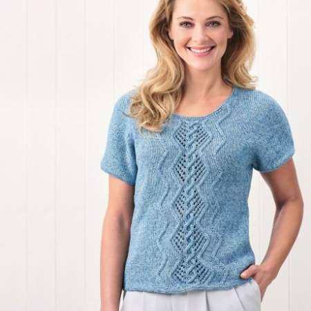 Denim Cable T-shirt | Knitting Patterns | Let's Knit Magazine