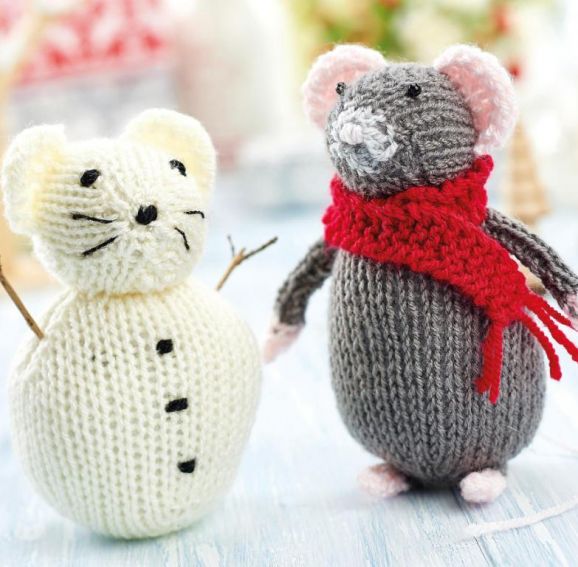 Christmas Mouse and Snow Mouse - Free Knitting Patterns - Christmas ...