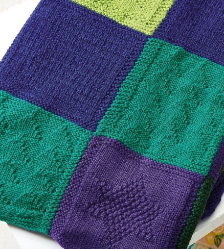 Sampler Square Patchwork Blanket | Free Knitting Patterns | Welcome to ...